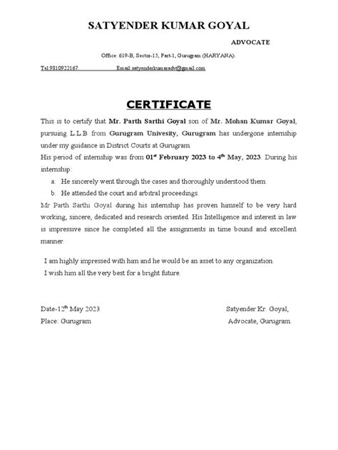 Parth Certificate Pdf