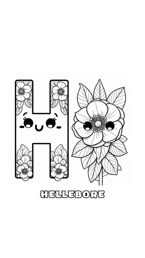 Letter H Bloemen Kleurplaat Voor Kinderen Om Te Studeren