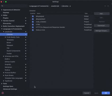 在使用Webstorm的导航弹出窗口时忽略node modules Dev