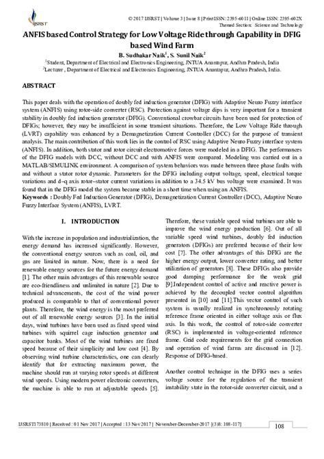pdf anfis based control strategy for low voltage ride through