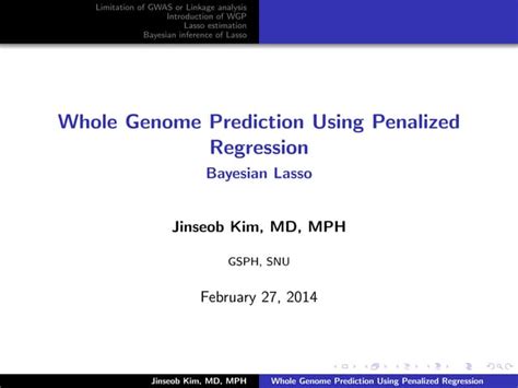 Whole Genome Regression Using Bayesian Lasso Pdf Genetics Science