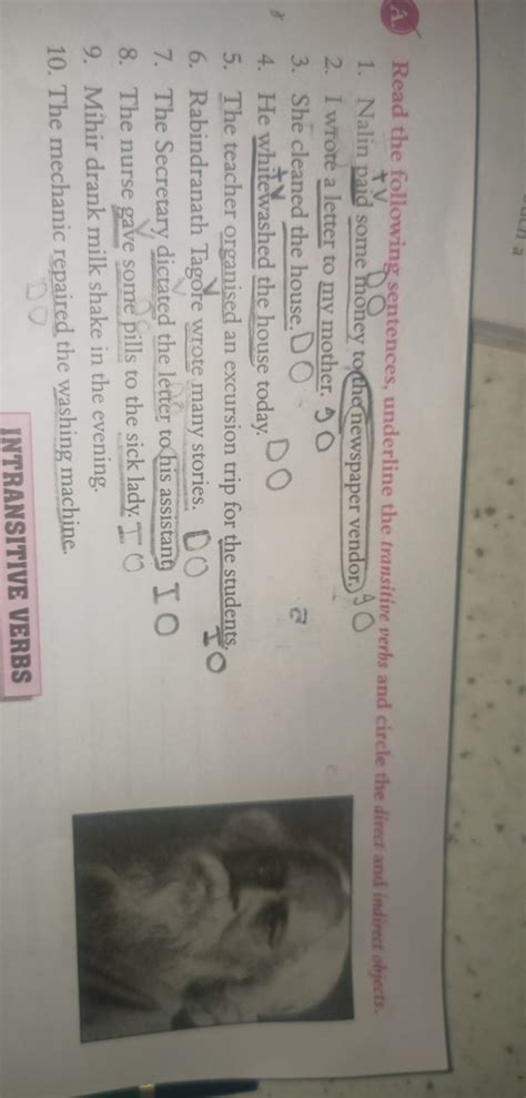 A Read The Following Sentences Underline The Transitive Verbs And Circl