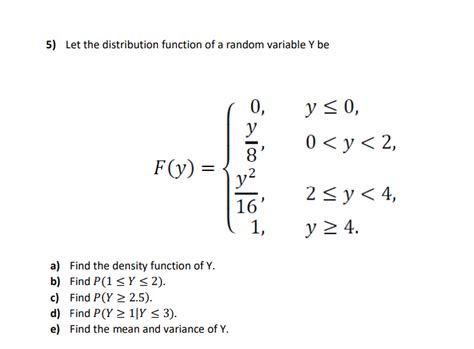 solved 5 let the distribution function of a random variable