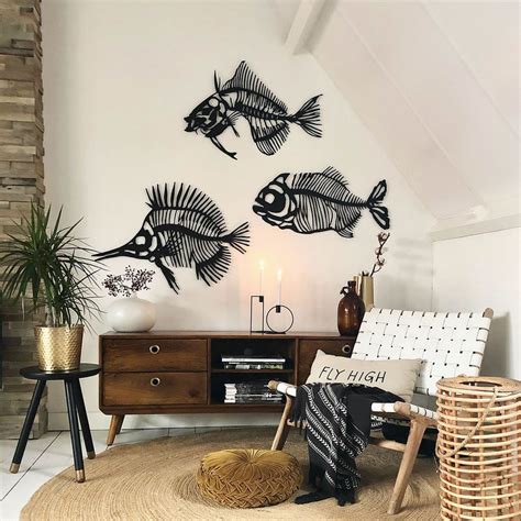 Fish Bone Metal Wall Art Articture