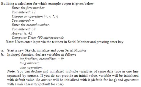Solved Building A Calculator For Which Example Output Is Chegg Com