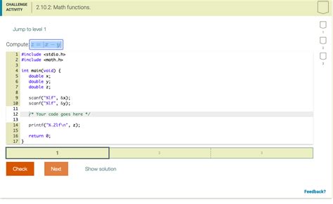 Solved CHALLENGE ACTIVITY Math Functions Jump To Chegg