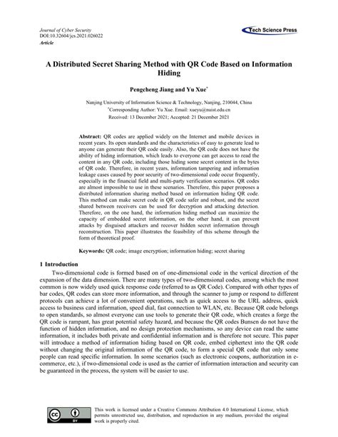 Pdf A Distributed Secret Sharing Method With Qr Code Based On Information Hiding