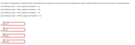 Solved Use Table V In Appendix A To Determine The