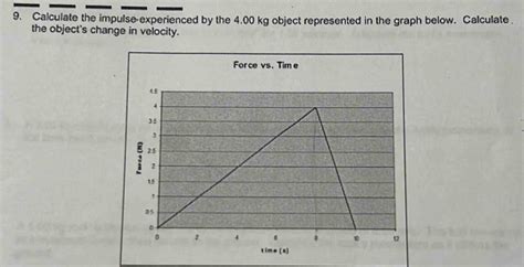 Solved 9 Calculate The Impulse Experienced By The 4 00 Kg Object