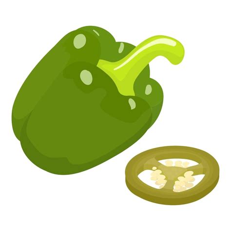 Premium Vector Green Vegetable Icon Isometric Vector Green Sweet Pepper And Hot Pepper Slice