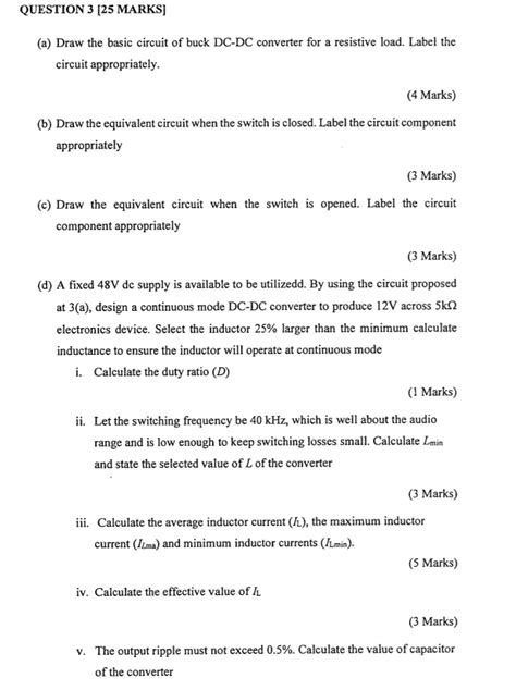 Solved QUESTION 3 25 MARKS A Draw The Basic Circuit Of Chegg Com