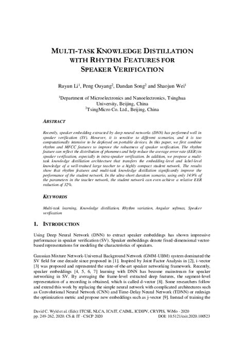 Pdf Multi Task Knowledge Distillation With Rhythm Features For
