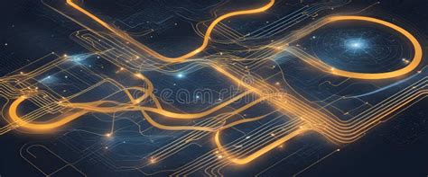 A Dynamic Stylized Diagram Depicting Interconnected Circuit Elements