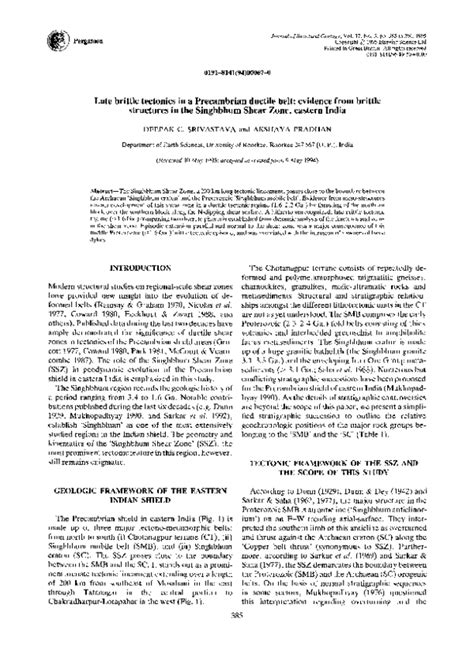 Pdf Late Brittle Tectonics In A Precambrian Ductile Belt Evidence