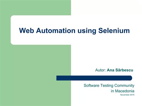 web automation using selenium ppt web development internet