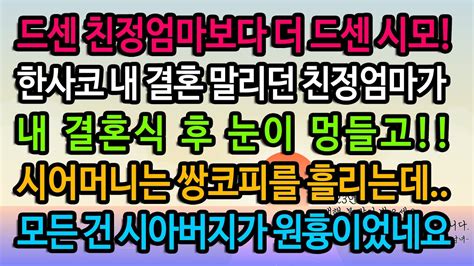 실화사연 결혼후 친정엄마는 눈에멍들고 시모는 쌍코피 난 이유 유튜브드라마 사연낭독 Youtube