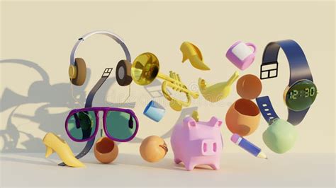 basic 3d object floating around 3d render model stock illustration