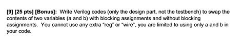 Solved 9 25 Pts Bonus Write Verilog Codes Only The