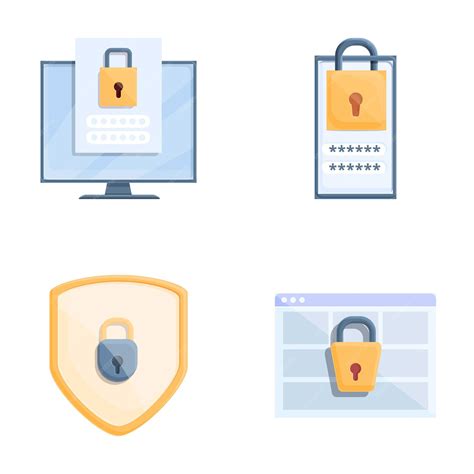 Premium Vector Data Protection Icons Set Cartoon Vector Security Of Personal Information