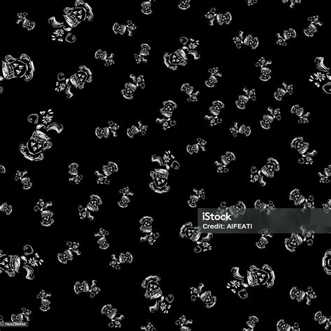 찻잔 손으로 그린 원활한 패턴 어떤 목적을위한 훌륭한 디자인 손으로 찻잔 스케치의 매끄러운 패턴을 그렸습니다 커피 개요 아이콘입니다 검은 색 배경에 격리 된 증기