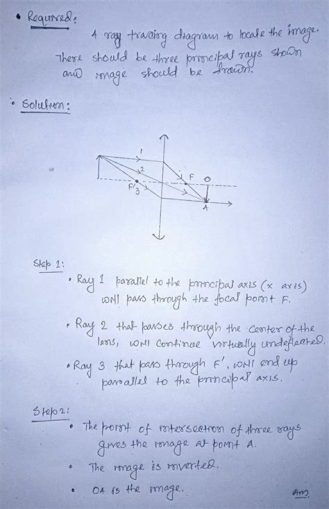 [solved] on the picture below complete a ray tracing diagram to locate