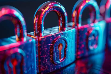 Vibrant Red And Blue Padlocks On A Circuit Board Depict Duallayer