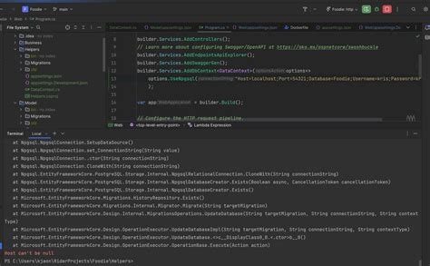 Host Cant Be Null Error When Trying To Run Db Migration Using Postgres C