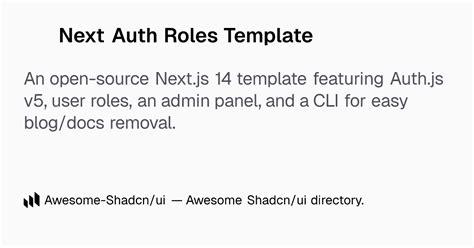 Next Auth Roles Template Nextjs 14 Starter Authjs V5 Roles Admin