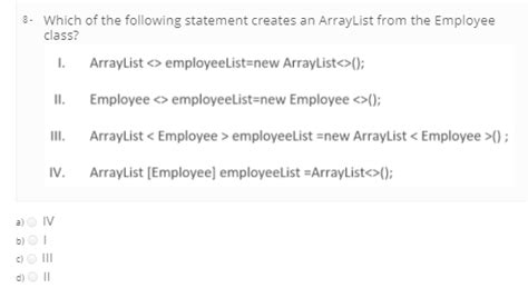 Solved 3 Which Of The Following Statement Creates An