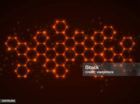 추상적인 육각형 분자 Dna의 빛나는 분자 구조 기술 배경 및 과학 디자인 다중 색상에 대한 스톡 벡터 아트 및 기타 이미지