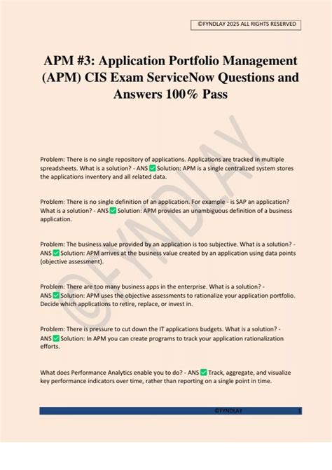Apm 3 Application Portfolio Management Apm Cis Exam Servicenow Questions And Answers 100