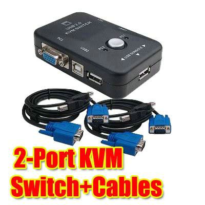 New Port USB KVM Switch VGA Cable Mouse KYB VID