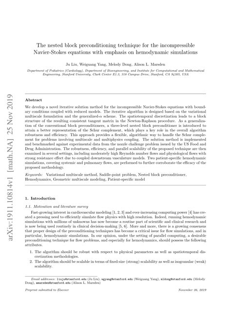 Pdf The Nested Block Preconditioning Technique For The Incompressible Navier Stokes Equations