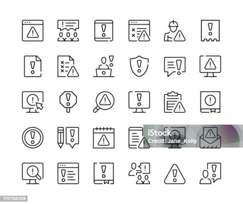 경고 아이콘 벡터 선 아이콘이 설정되었습니다 검은색 윤곽선 획 기호 0명에 대한 스톡 벡터 아트 및 기타 이미지 0명 개체 그룹 검은색 Istock
