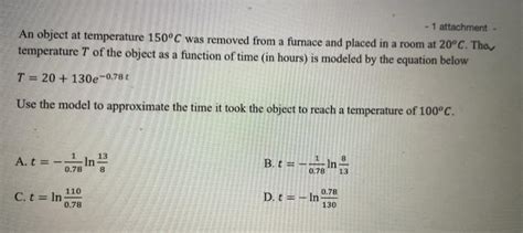 Solved 1 Attachment An Object At Temperature 150°c Was