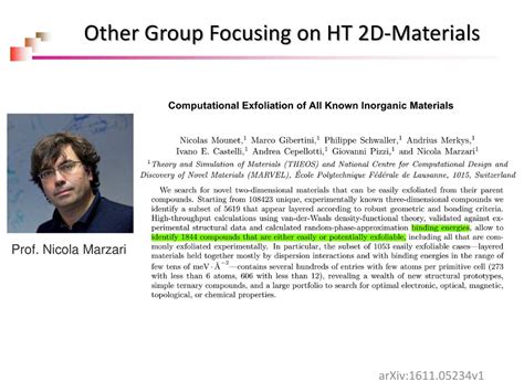 High Throughput Computation Of Novel Two Dimensional Materials Ppt