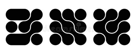 Set Of Connected Black Dots Transition Metaballs Integration Symbol Stock Vector