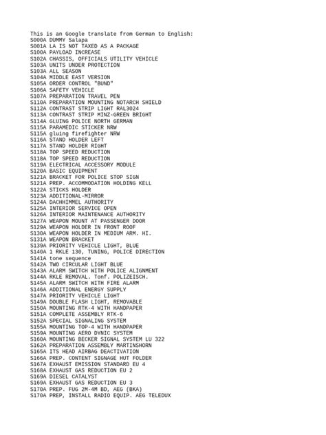 Bmw Options Codes English Pdf Trunk Car Telephone