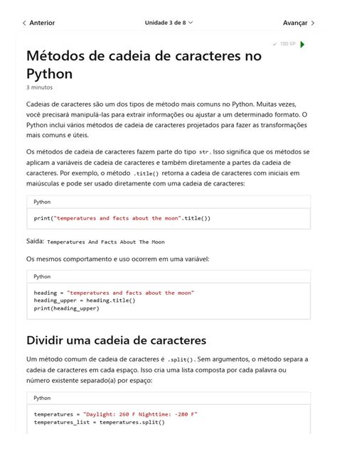18 métodos de cadeia de caracteres no python training microsoft