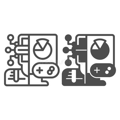 Non Player Character Bot With Game Joystick Line And Solid Icon Neural Network Concept Vector