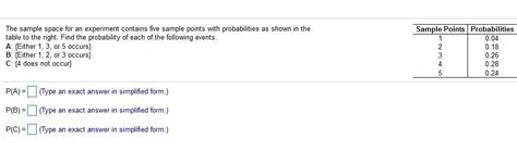 solved the sample space for an experiment contains five