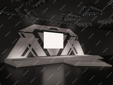 Premium Photo Event Futuristic High Tech Empty Stage Design With