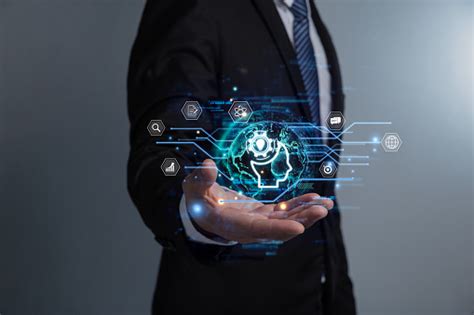 기술 스마트 로봇 Ai를 들고 있는 사업가의 손 Brand Name Online Messaging Platform에 대한 스톡 사진 및 기타 이미지 Brand Name