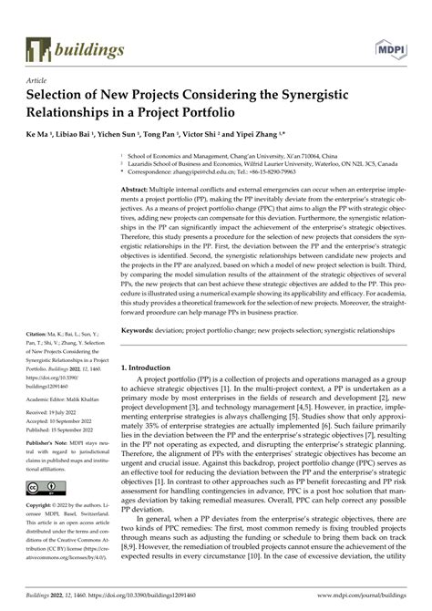 Pdf Selection Of New Projects Considering The Synergistic