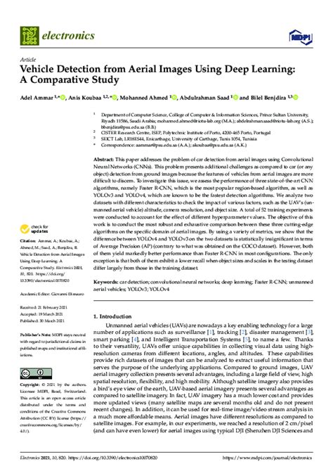 pdf vehicle detection from aerial images using deep learning a