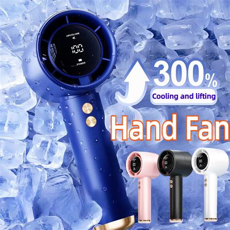 New Usb Mini Fan Powerful 100 Speed Led Display Handheld Fan Charging Turbo Fan Outdoor Portable