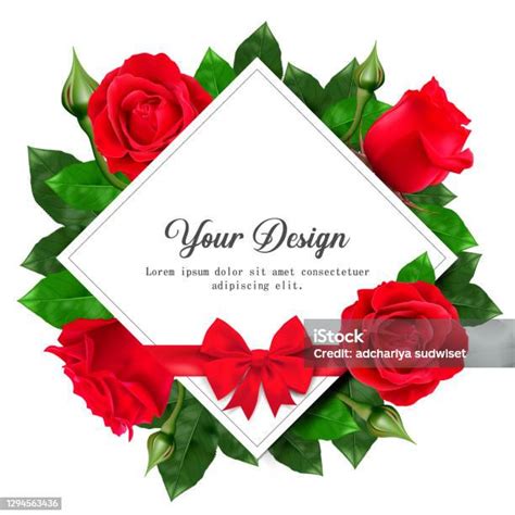 해피 발렌타인 데이 빨간 장미의 현실적인 인사말 카드 인쇄 카드 배너 포스터타이포그래피 디자인 벡터 Eps10 및 그림입니다 개념에 대한 스톡 벡터 아트 및 기타 이미지