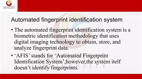 Automated Fingerprint Identification System Afis Pptx