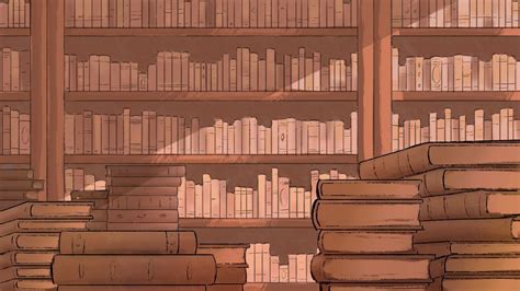 3d Animated Library Background With Books Desktop Wallpaper Art
