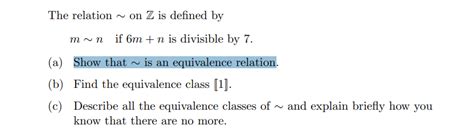 Solved The Relation On Z Is Defined Bymn If M N Is Chegg